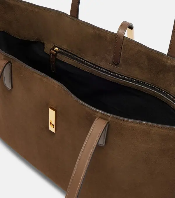 DEMELLIER Leather-trimmed Suede Tokyo Tote Bag