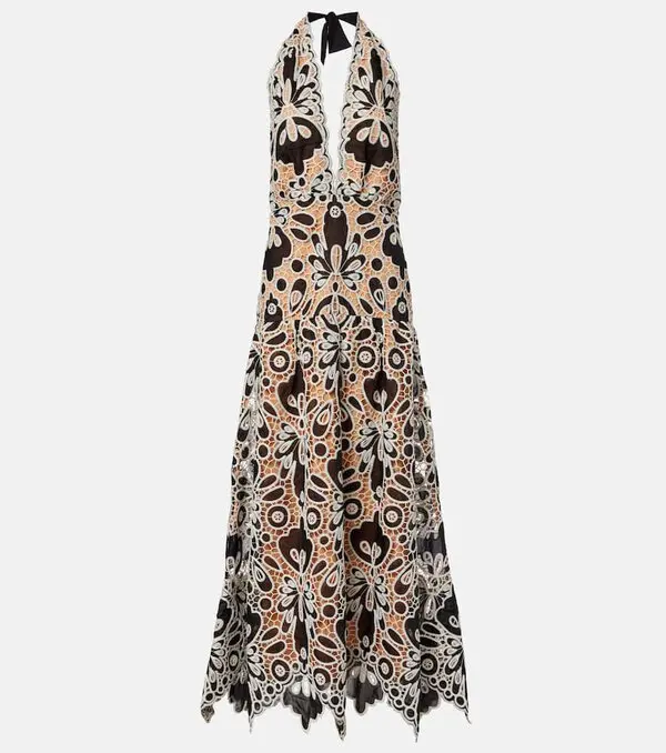 Johanna Ortiz Lace Guipure Maxi Dress - Beige