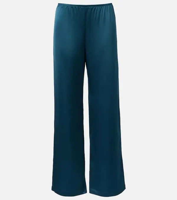 LESET Barb Satin Wide-leg Pants - Blue