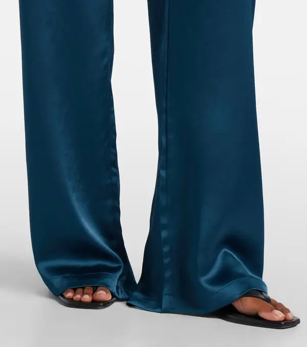 LESET Barb Satin Wide-leg Pants - Blue