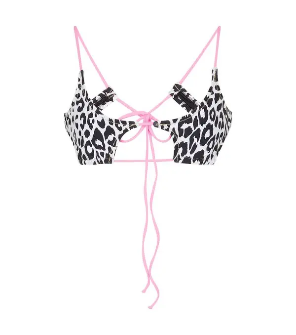 REINA OLGA Theresa Leopard-print Bikini Top - Multicoloured