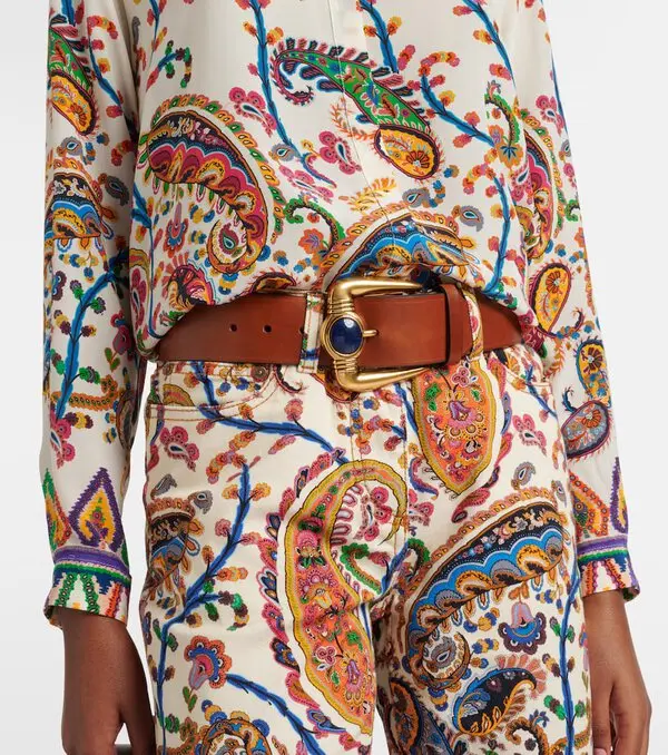 Etro Orologio Embellished Leather Belt