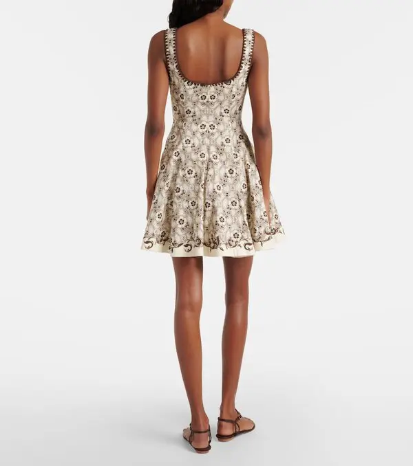 ALEMAIS Printed Linen And Cotton Minidress