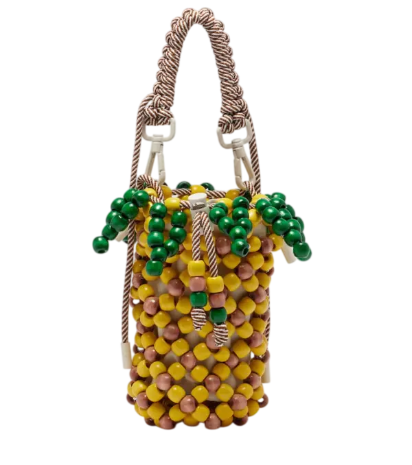 ALEMAIS Alémais Pineapple Mini Beaded Bag - Yellow