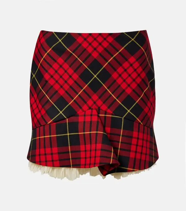 Alexander McQueen Tartan Ruffled Miniskirt