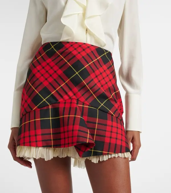 Alexander McQueen Tartan Ruffled Miniskirt
