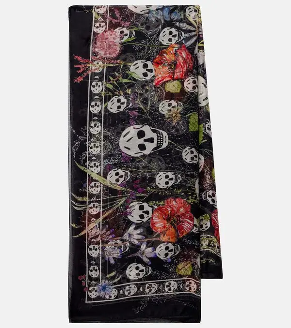 Alexander McQueen Skull Silk Chiffon Scarf - Multicoloured