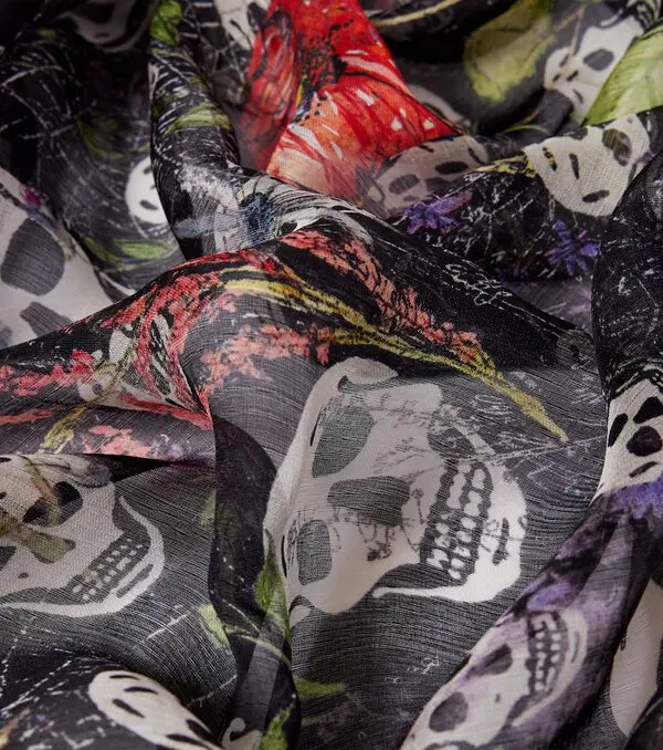 Alexander McQueen Skull Silk Chiffon Scarf