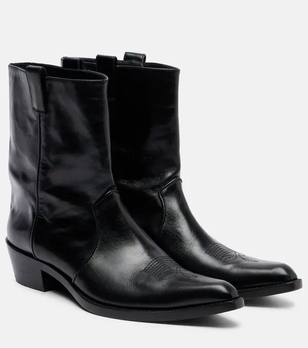 Khaite Clive Leather Ankle Boots - Black
