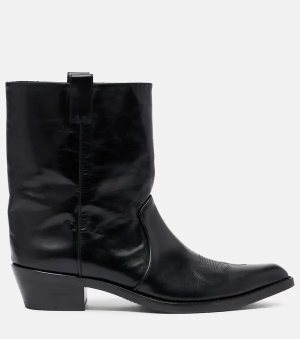 Khaite Clive Leather Ankle Boots - Black
