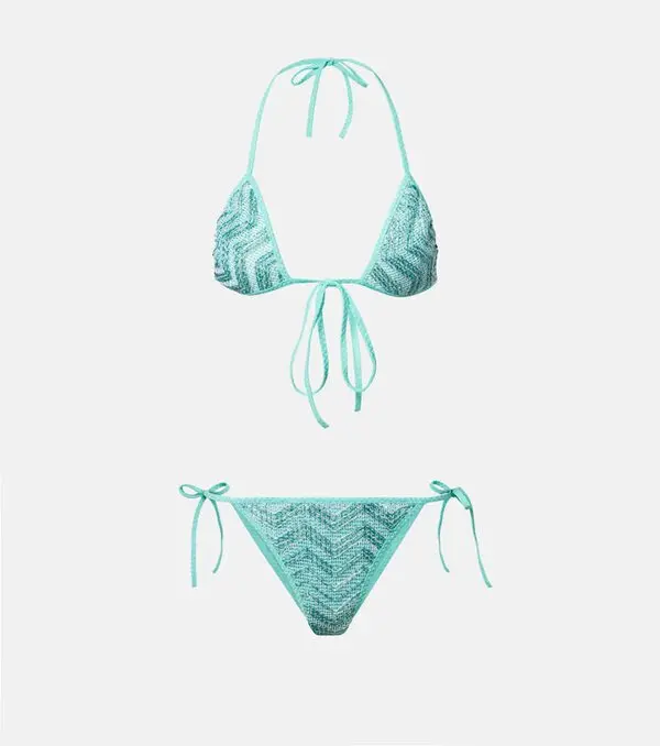 Missoni Zigzag Lamé Bikini Top - Blue