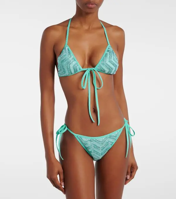 Missoni Zigzag Lamé Bikini Top - Blue