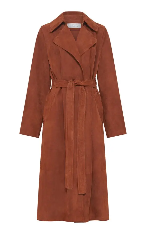 Gabriela Hearst Lyra Goat Suede Trench Coat - Cognac