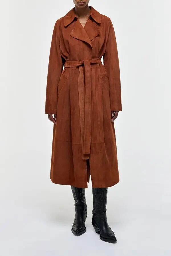 Gabriela Hearst Lyra Goat Suede Trench Coat