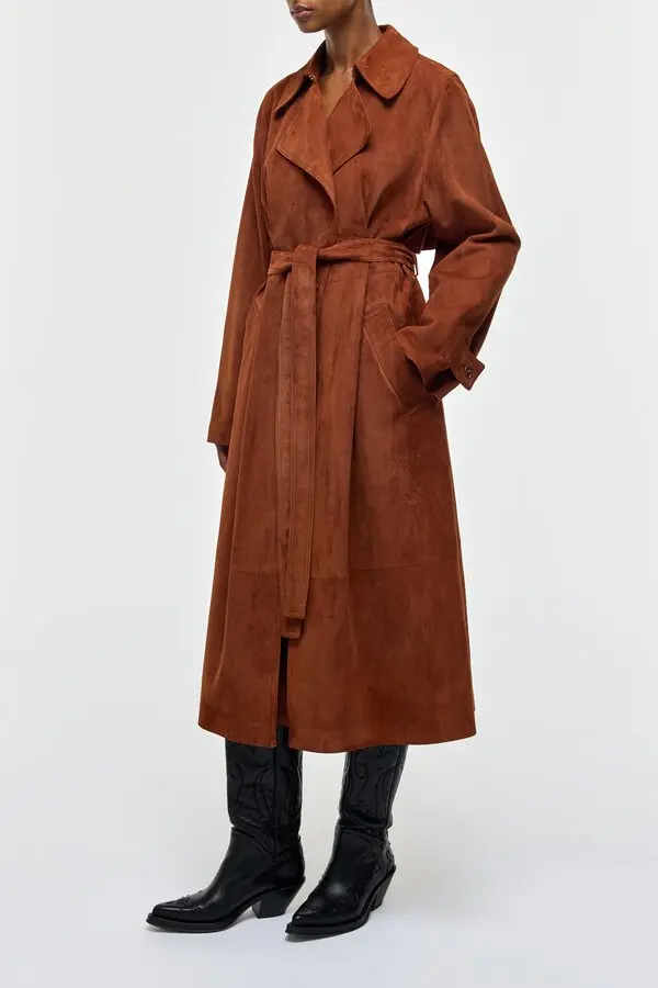 Gabriela Hearst Lyra Goat Suede Trench Coat