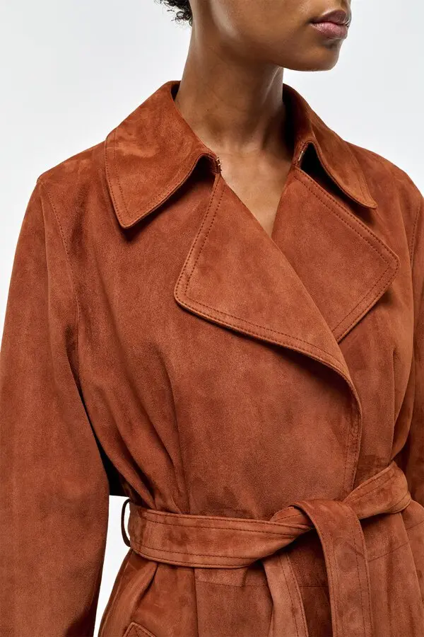 Gabriela Hearst Lyra Goat Suede Trench Coat