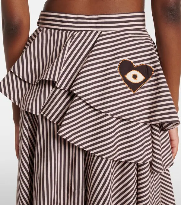 ALEMAIS Alémais Sirocco Embroidered Striped Cotton Maxi Skirt