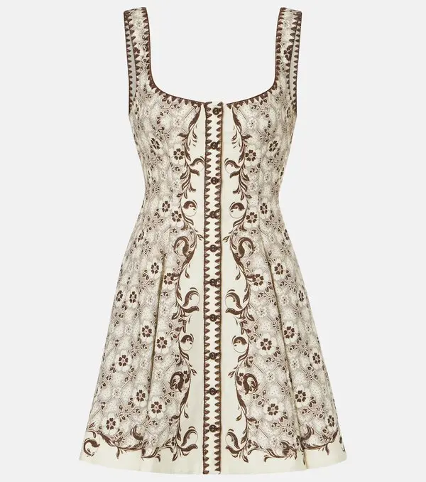 ALEMAIS Printed Linen And Cotton Minidress - Beige