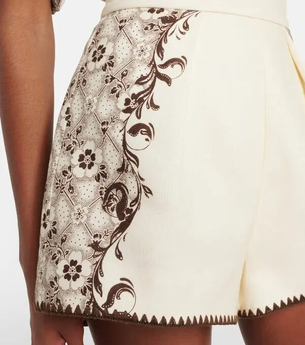 ALEMAIS Alémais Printed Linen And Cotton Shorts