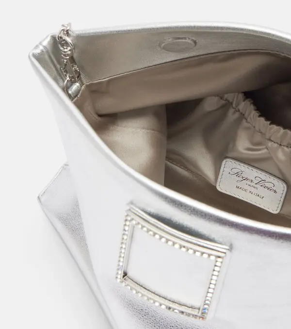 ROGER VIVIER Trompette Metallic Leather Clutch