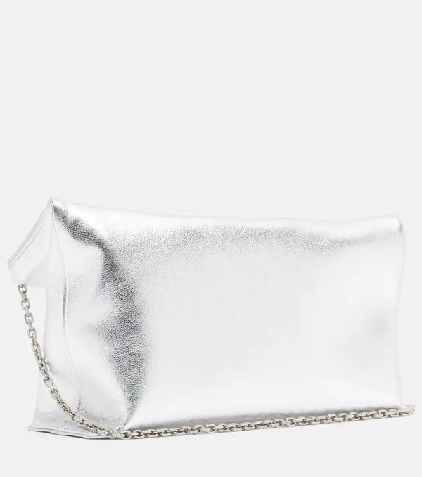ROGER VIVIER Trompette Metallic Leather Clutch
