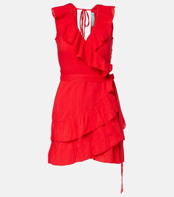 Melissa Odabash Molly Ruffled Wrap Dress - Red