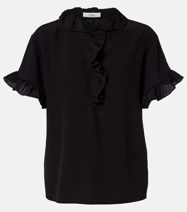 Chloé Ruffled Silk Crepe De Chine Top