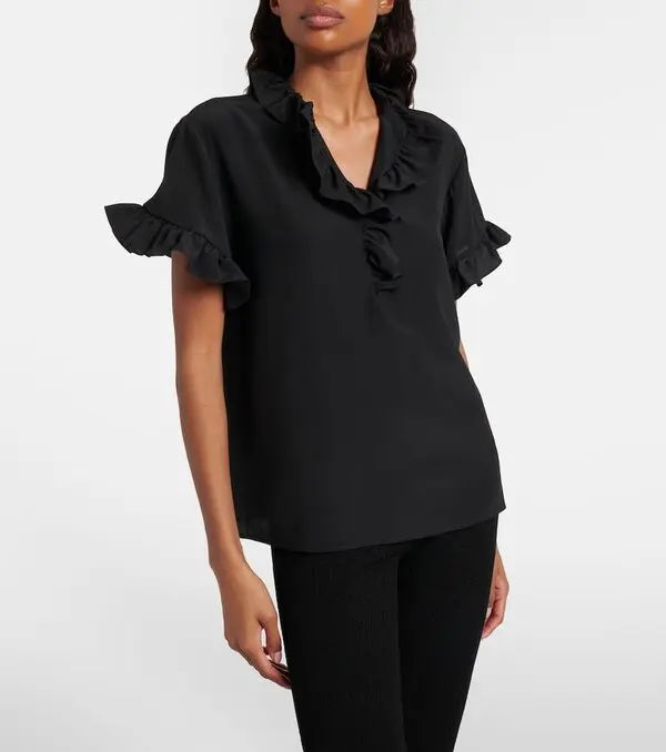 Chloé Ruffled Silk Crepe De Chine Top