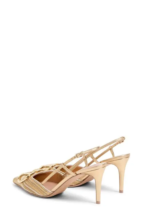 Valentino Garavani Vlogo Signature Metallic Slingback Pump - Gold