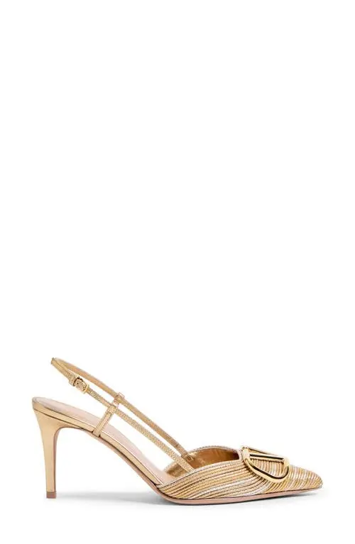 Valentino Garavani Vlogo Signature Metallic Slingback Pump - Gold