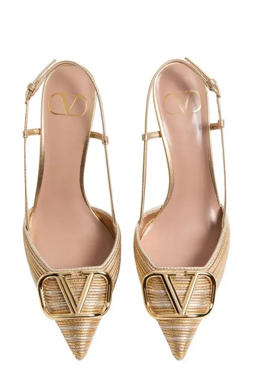 Valentino Garavani Vlogo Signature Metallic Slingback Pump - Gold