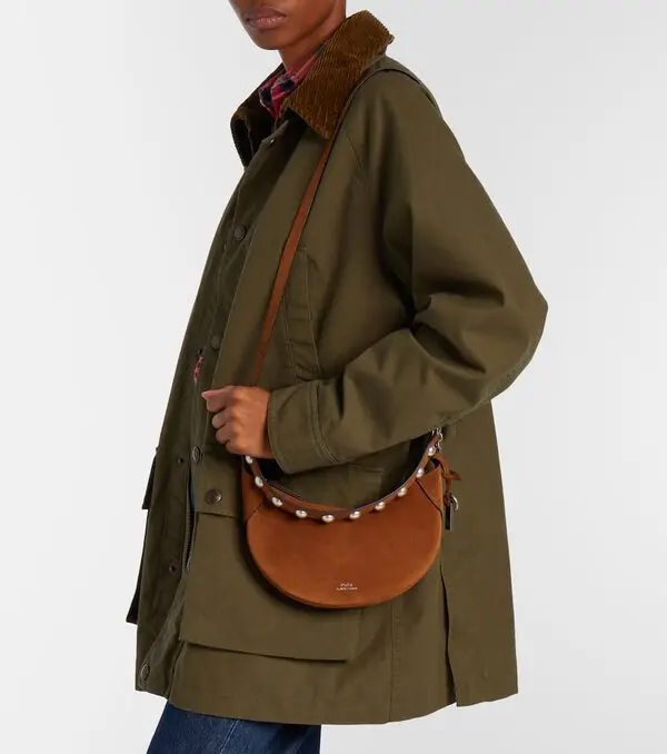 Polo Ralph Lauren Polo Id Mini Studded Suede Shoulder Bag - Brown