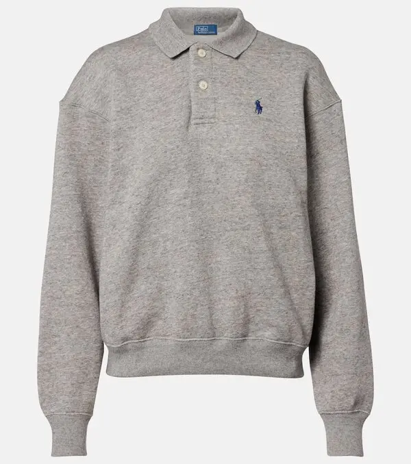 Polo Ralph Lauren Logo Cotton-blend Fleece Polo Sweatshirt - Grey