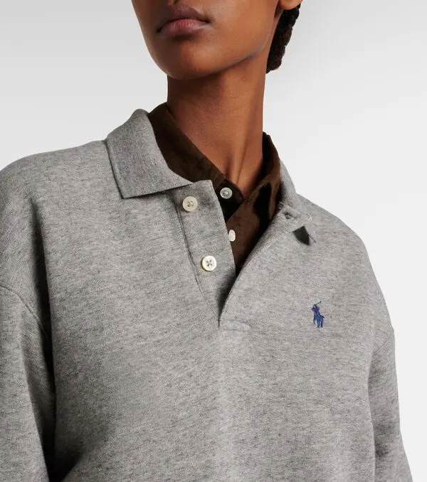 Polo Ralph Lauren Logo Cotton-blend Fleece Polo Sweatshirt - Grey