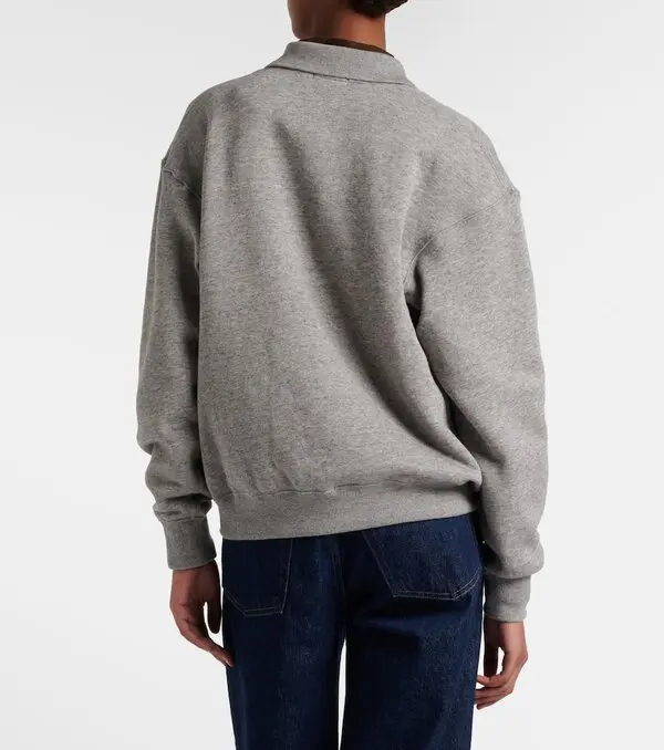 Polo Ralph Lauren Logo Cotton-blend Fleece Polo Sweatshirt - Grey
