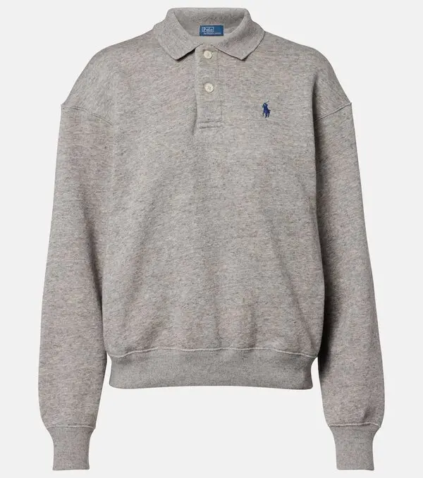 Polo Ralph Lauren Logo Cotton-blend Fleece Polo Sweatshirt - Grey
