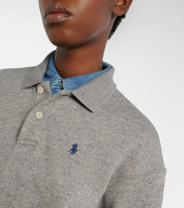 Polo Ralph Lauren Logo Cotton-blend Fleece Polo Sweatshirt - Grey