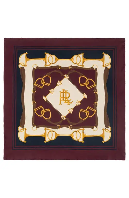 Ralph Lauren Equestrian Square Silk Scarf - Dark Garnet