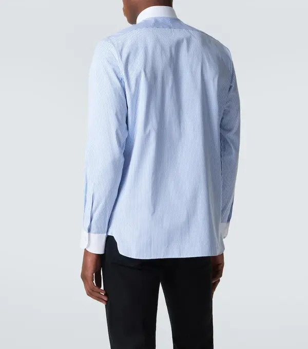 TOM FORD Striped Cotton Poplin Shirt - Blue
