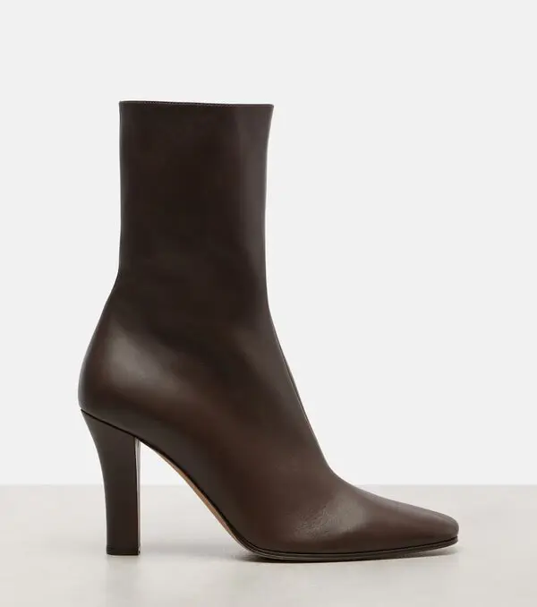THE ROW Mona Leather Ankle Boots