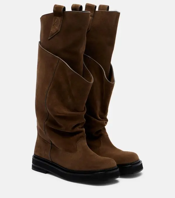 Attico Passeggiata Suede Combat Boots - Brown