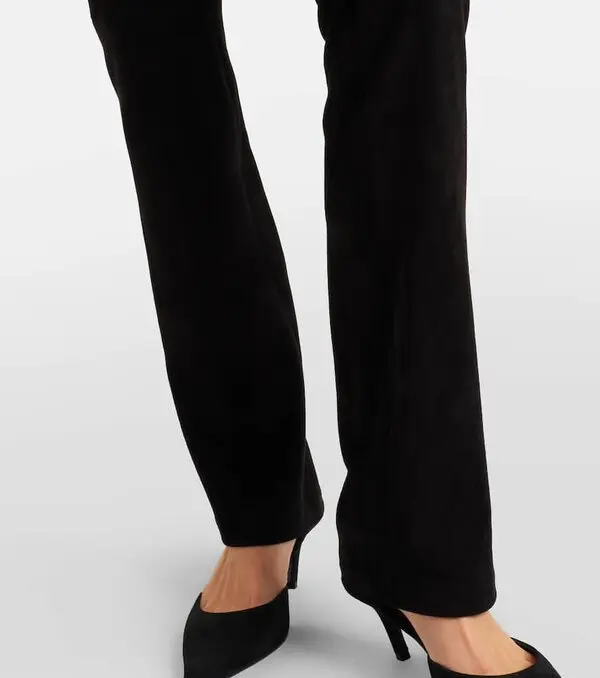 Stouls Long Suede Flared Pants - Black