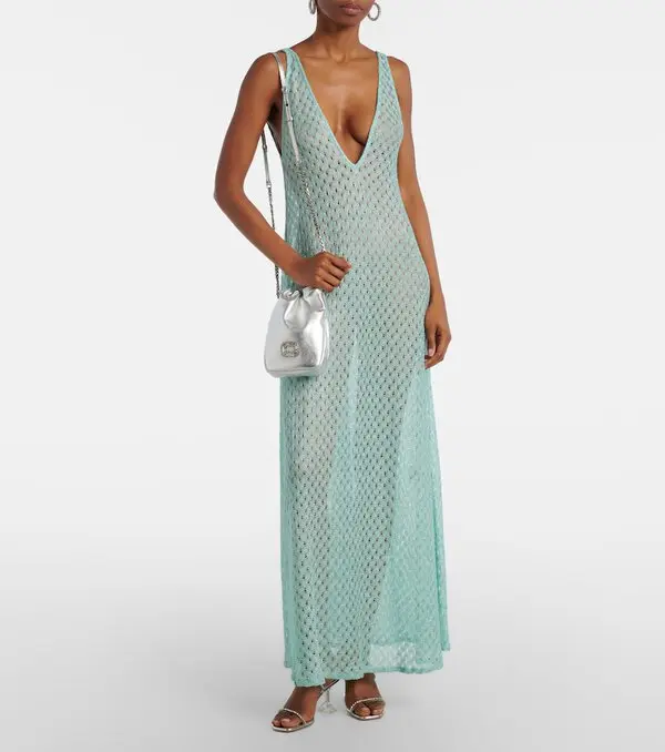 ROGER VIVIER Pilgrim Nano Metallic Bucket Bag - Silver