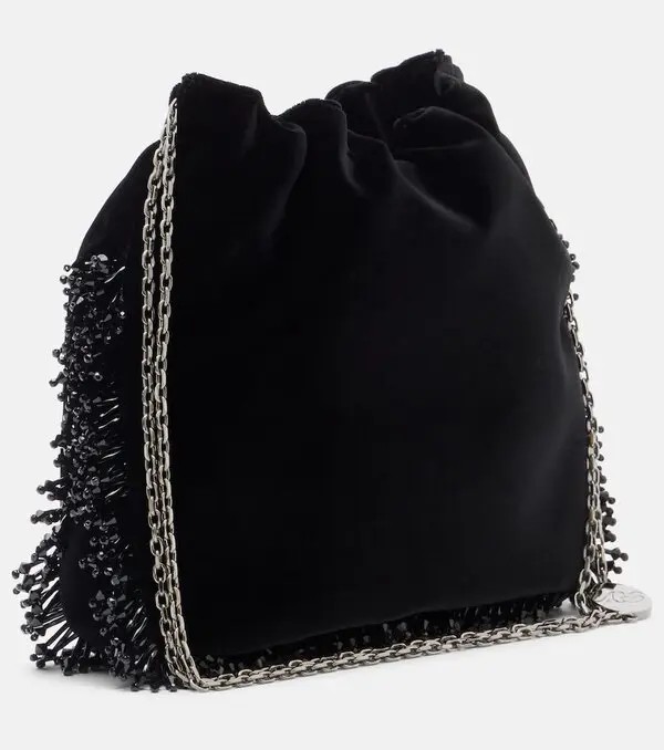 ROGER VIVIER Pilgrim Mini Beaded Velvet Bucket Bag