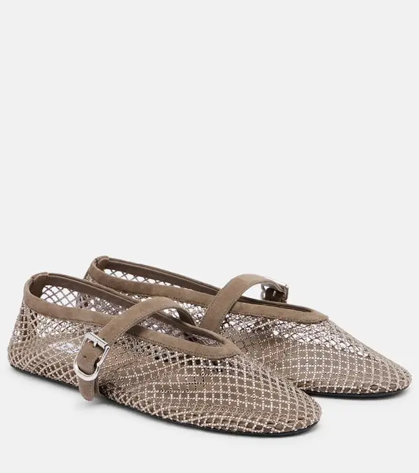 Alaïa Embellished Fishnet Ballet Flats