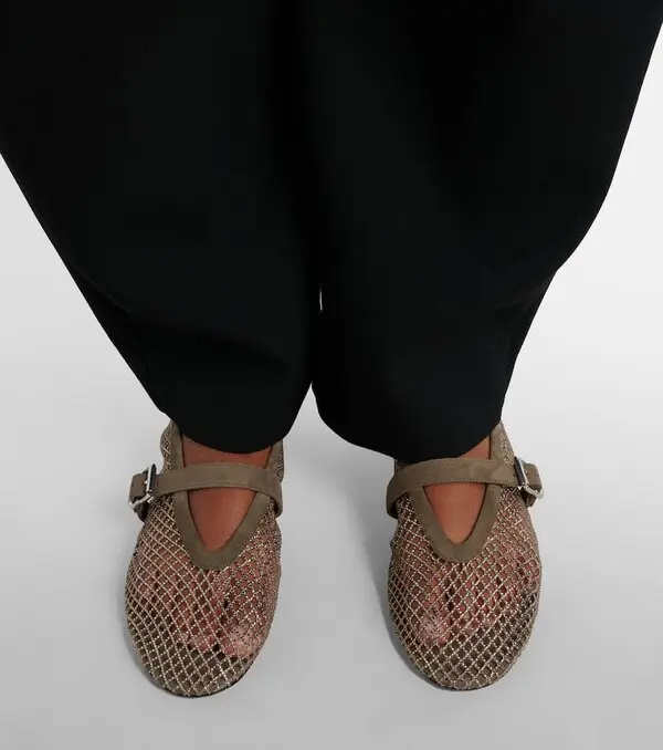 Alaïa Embellished Fishnet Ballet Flats