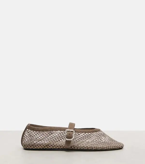 Alaïa Embellished Fishnet Ballet Flats