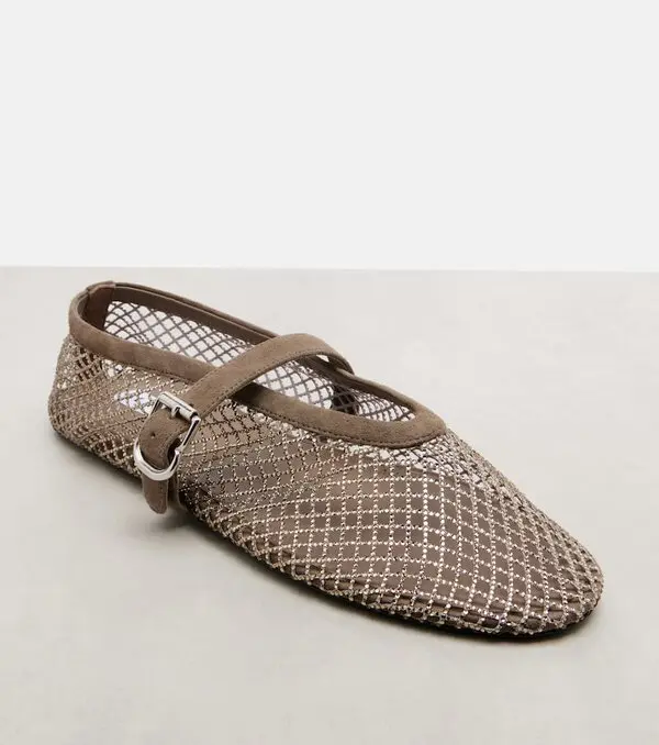 Alaïa Embellished Fishnet Ballet Flats