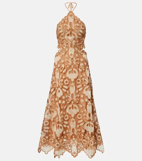 Johanna Ortiz Lace Guipure Maxi Dress - Beige