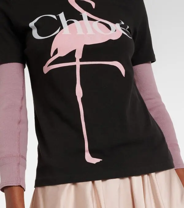 Chloé Logo Cotton T-shirt - Black